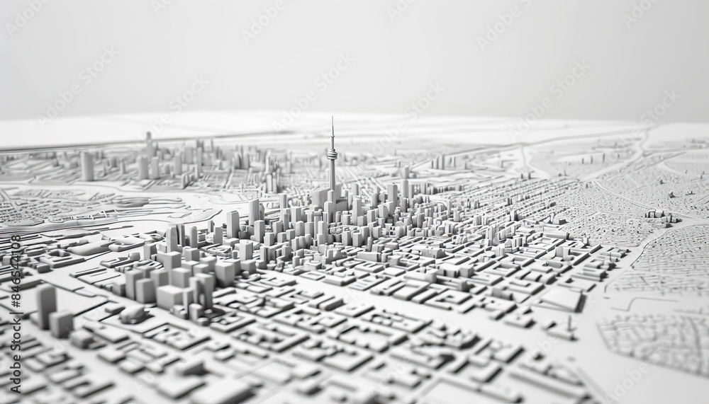 LIDAR map 3D model topographic urban scan of Toronto city isolated ...