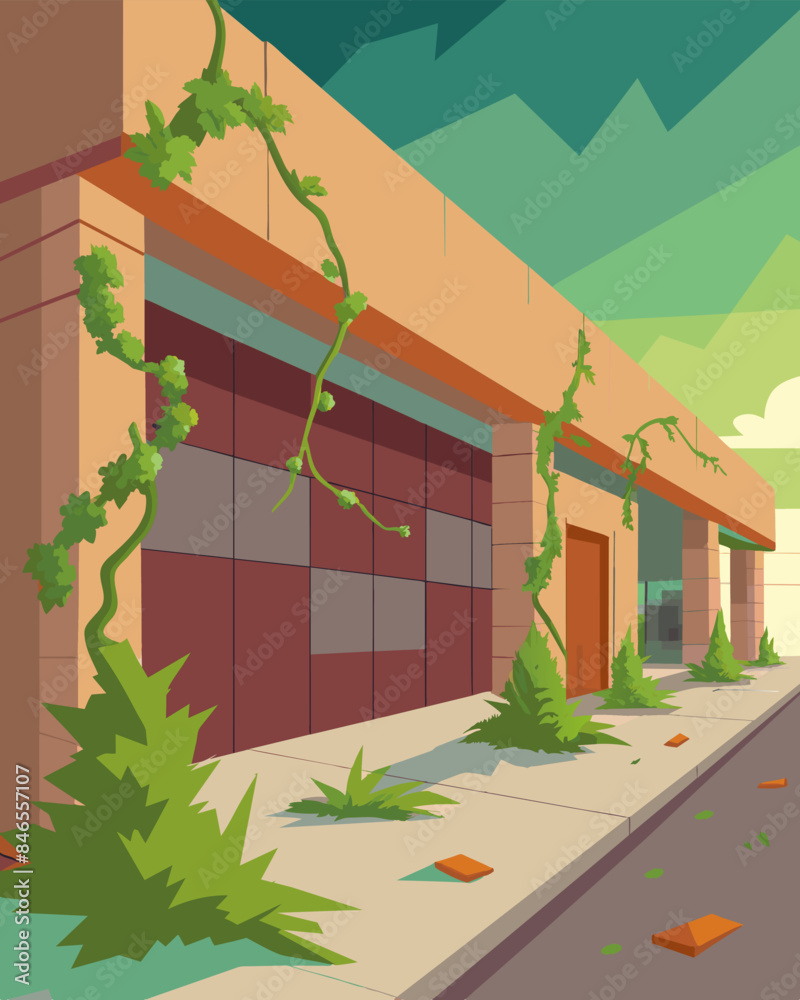 Mother nature slowly reclaims the abandoned strip mall with vines ...