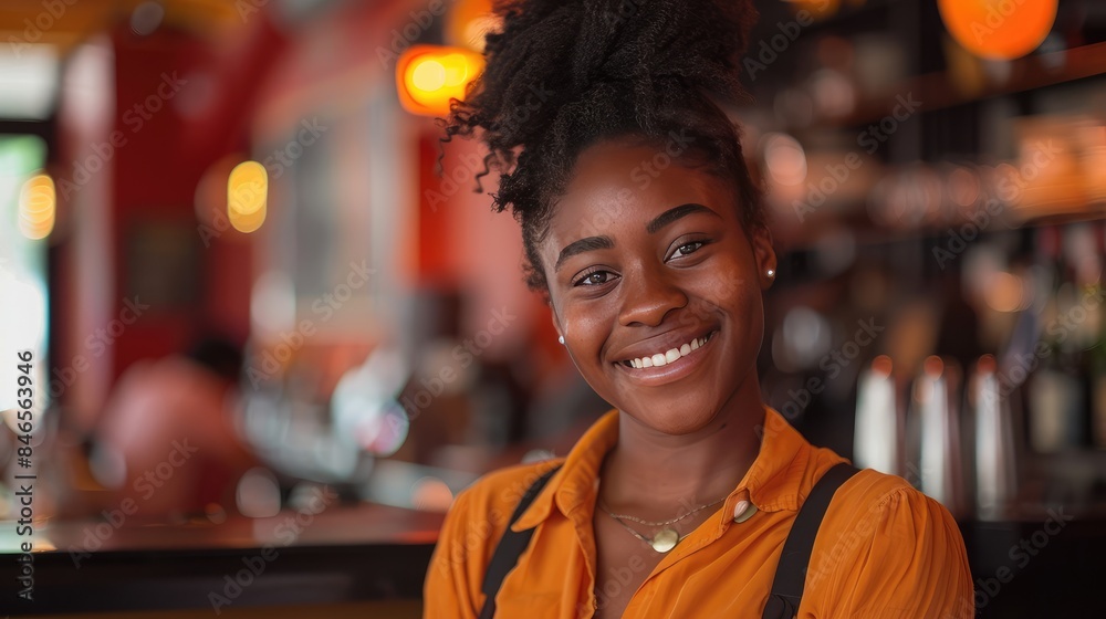 African American woman in his her very early 20s, professional, server ...