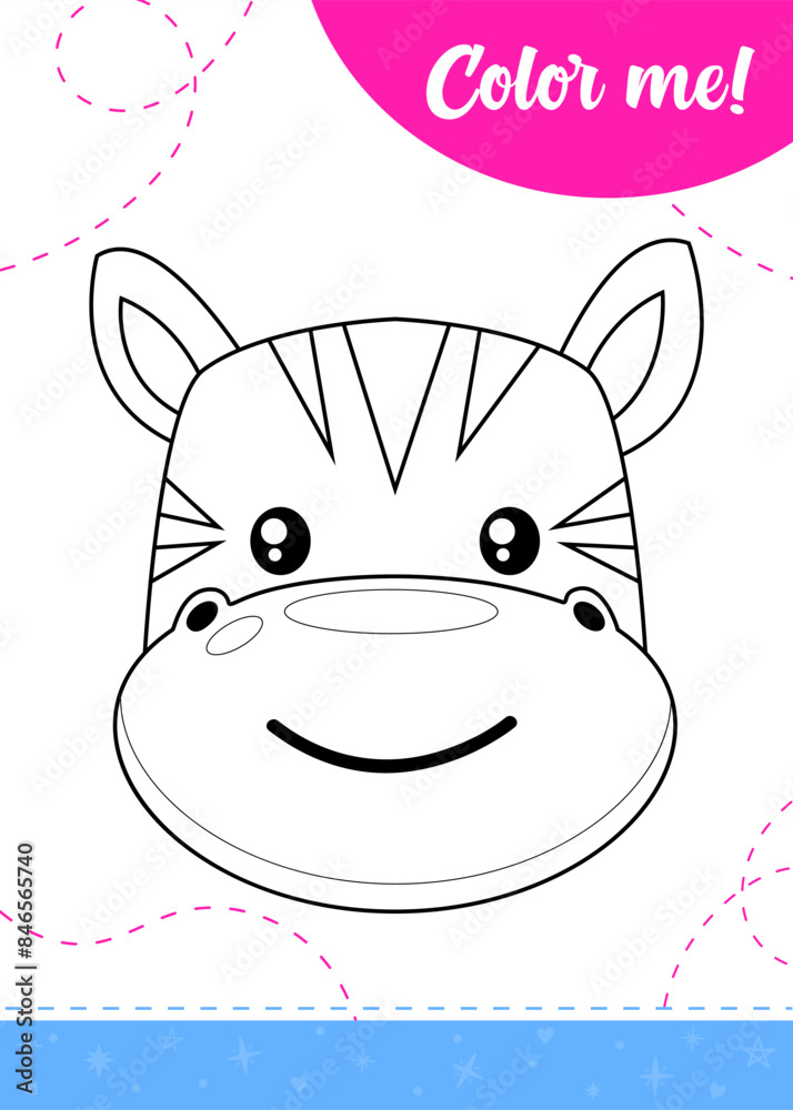 Coloring page for kids with cartoon zebra character. A printable ...