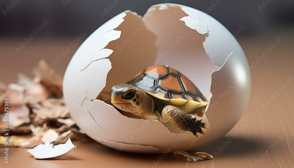 "Hatching Wonders: Little Turtles Emerging from Their White Eggs" "Egg ...