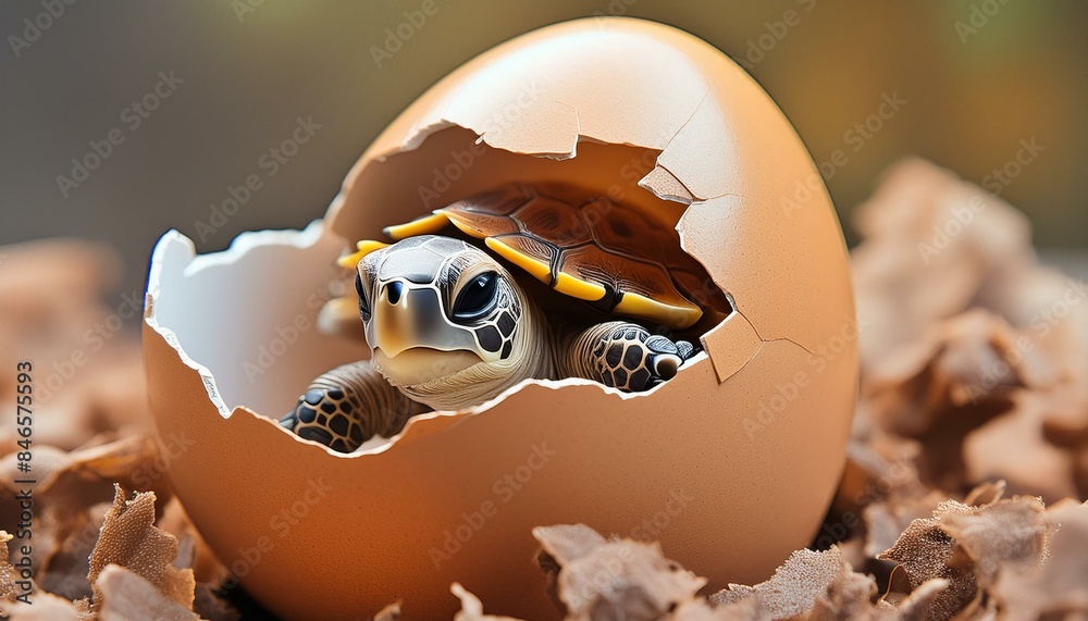 "Hatching Wonders: Little Turtles Emerging from Their White Eggs" "Egg ...