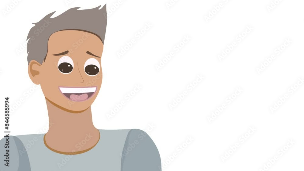 Animated or cartoon character, man or guy, lip sync, facial animation ...