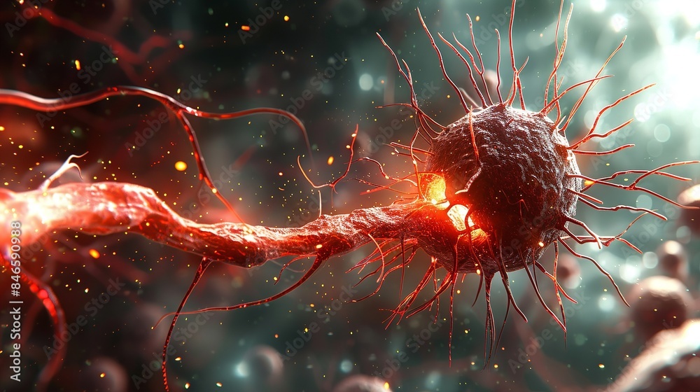 Poster A digital illustration depicting a red blood cell battling a ...