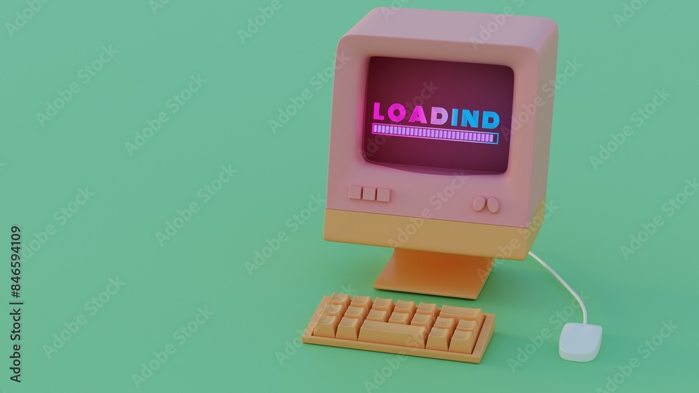 Retro Computer Loading Animation: Vibrant Neon Typography and Dynamic ...