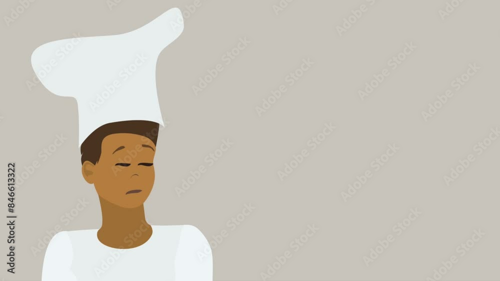Animated or cartoon character, man or guy chef wearing chef's hat lip ...