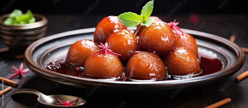 Indulge in the Indian traditional sweet dish, Gulab Jamun, a delectable ...