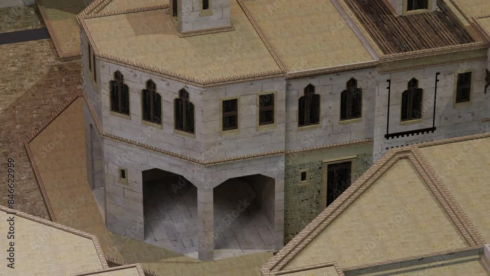 Generic old Arab city with arches, domes and towers 3D looping ...