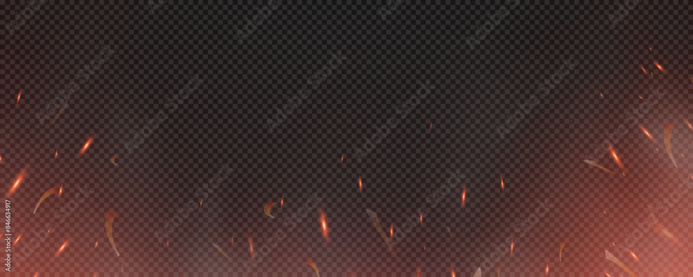 Burning hot sparks effect with embers burning ash and smoke flying in ...