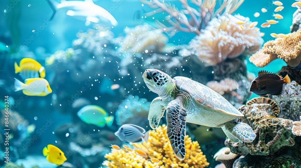 Underwater Biodiversity: A close-up of a coral reef with different ...