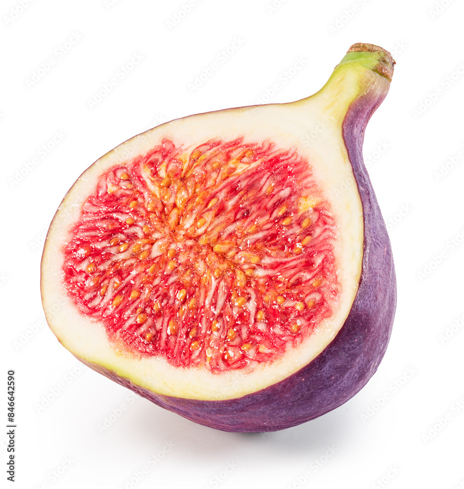 Fig fruit cross section isolated on white background. File contains ...