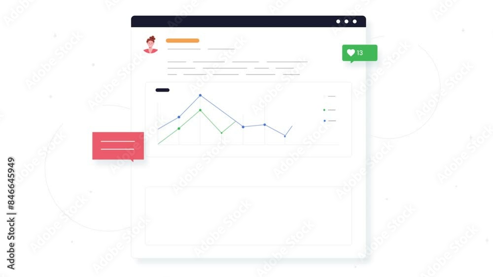 Mareting post statistics. Moving banner with infographics at social ...