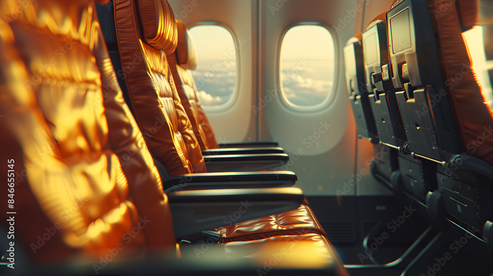 Interior Of Airplane, Airplane interior with seats and aisle, Plane ...