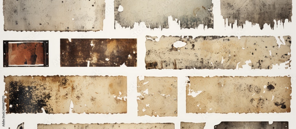 Variety of vintage stickers with worn-out, torn, and partially peeled ...