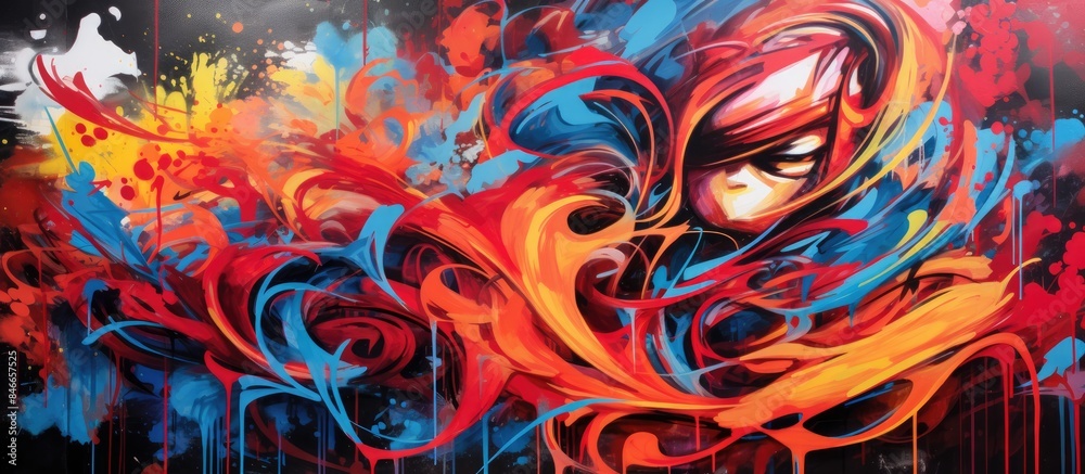 Colorful graffiti street art with a chrome and red color palette ...
