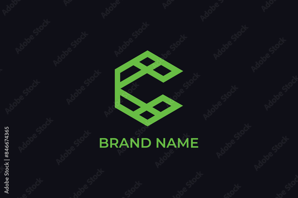 letter C modern geometric logo, letter C arrow logo, letter C movie ...