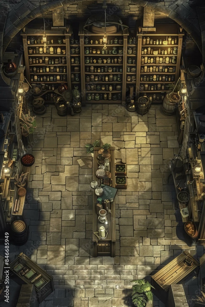 DnD Battlemap Alchemist Shop - Mystical store with potions and ...