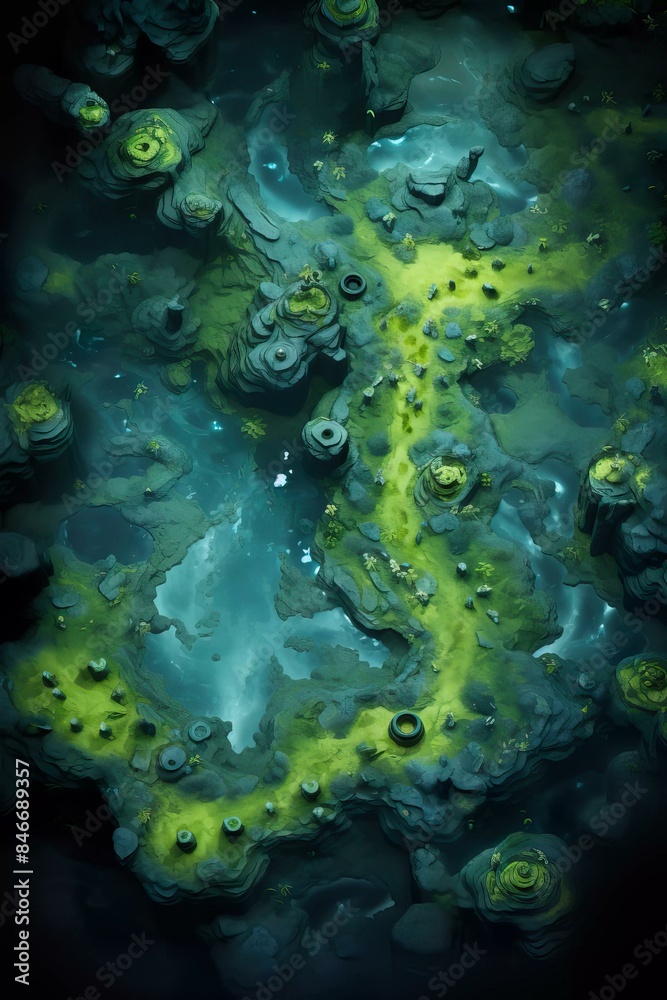 DnD Battlemap Alien swamp - A mysterious alien world's bioluminescent ...