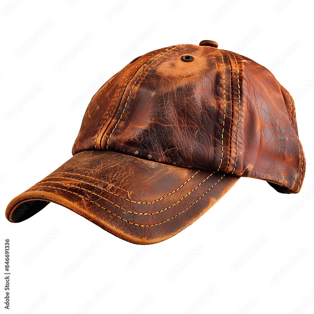 Red Baseball Cap with Detailed Stitching on Transparent Background ...