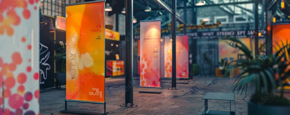 Banner stand mockup for a trade show booth, capturing attention with ...