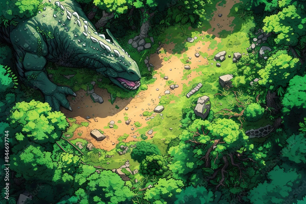 DnD Battlemap Battlefield against Giant Mons. Warriors battling ...