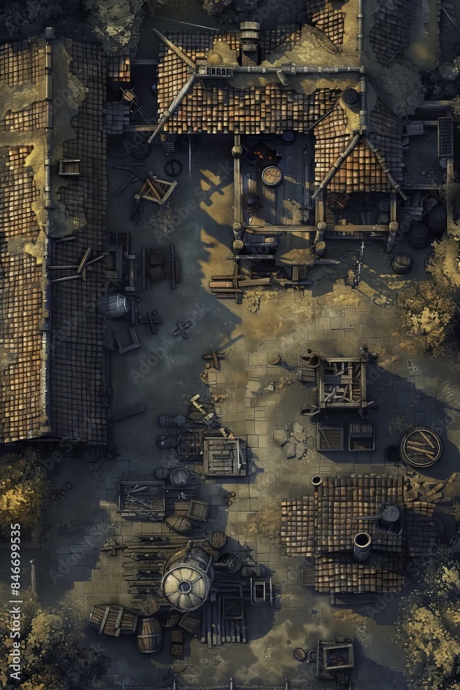 DnD Battlemap Blacksmith Forge: Old-fashioned blacksmith shop scene ...