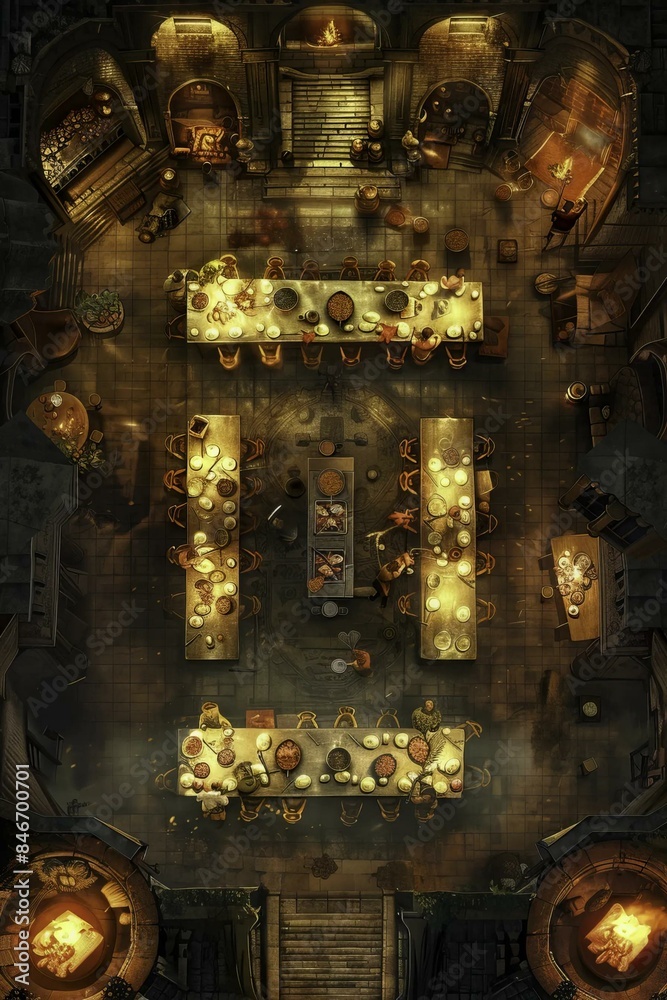 DnD Battlemap Bustling kitchen in a royal palace. Un sujet visuel d'une ...