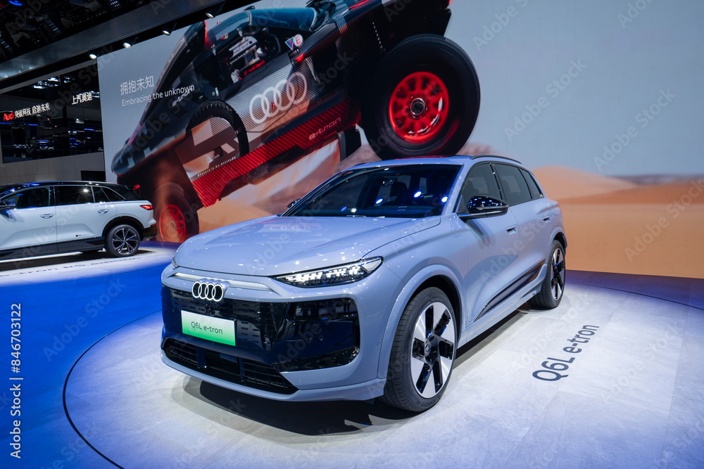 Beijing, China - Apr 30, 2024: Audi Q6L e-tron, an all-electric SUV, is ...