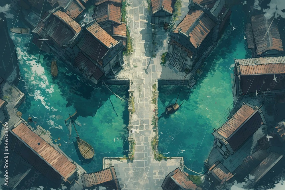 DnD Battlemap City Port Battle - A first person view of a city port ...