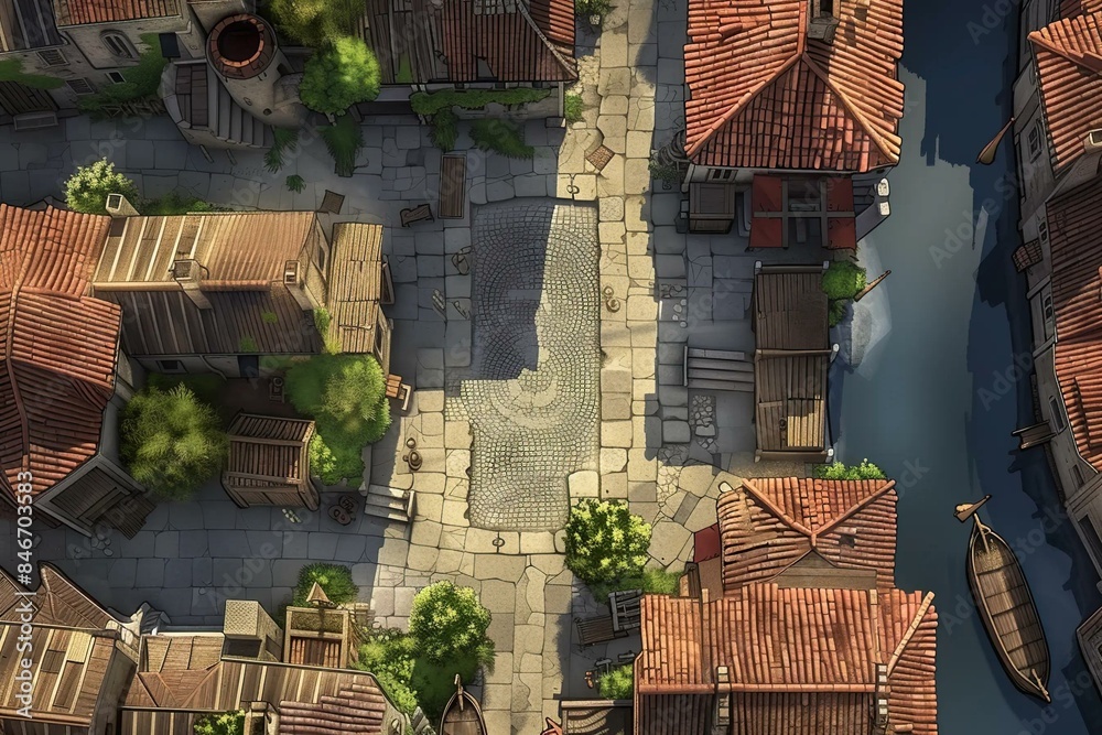 DnD Battlemap City Port Battle: A first-person perspective in a city ...