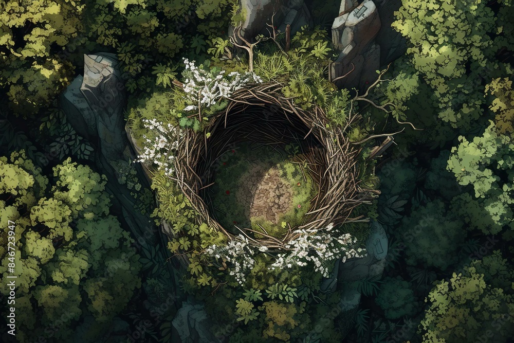 DnD Battlemap Bird Nest Battlemap, a colossal nest amid nature. Stock ...