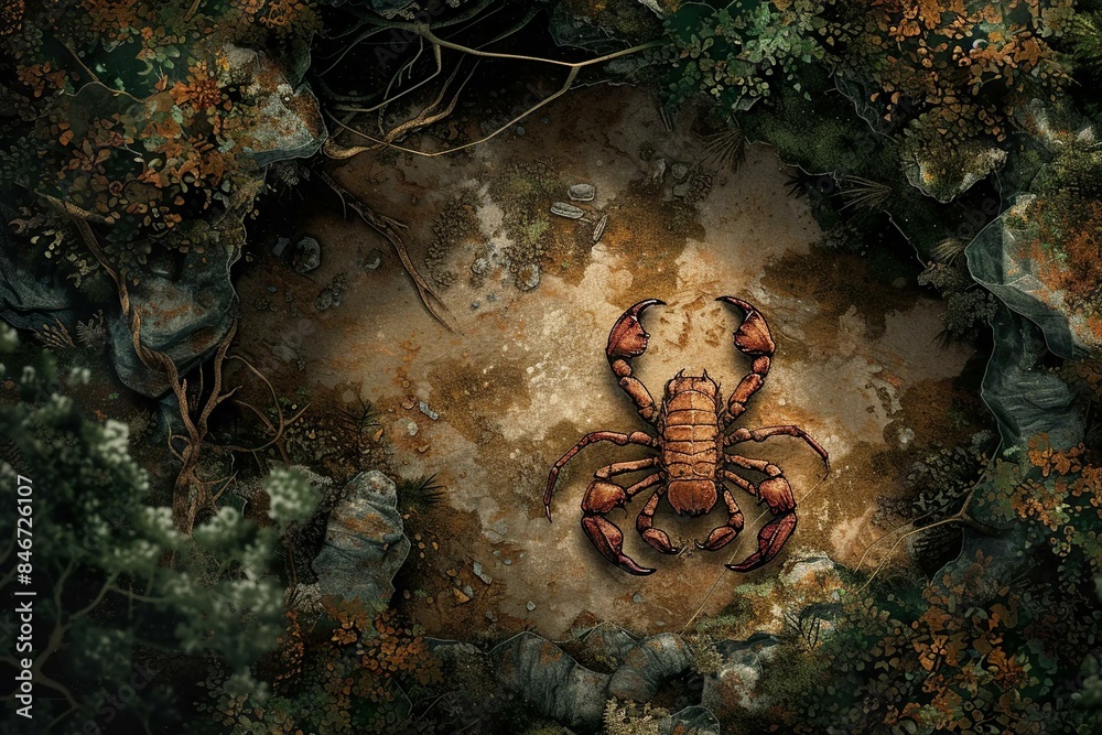 Ilustração do Stock: DnD Battlemap Giant Scorpion Nest. Un sinistre nid ...