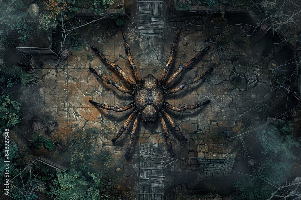 DnD Battlemap Giant Spider Lair - An eerie scene of a giant spider's ...