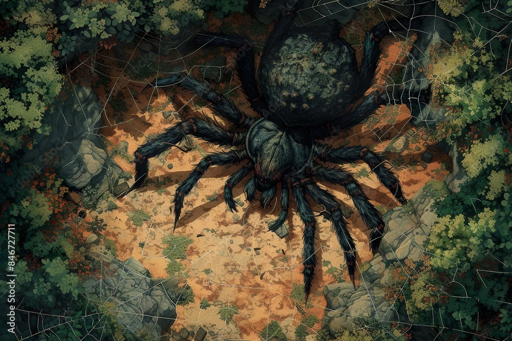DnD Battlemap Giant Spider Lair - A scene depicting a giant spider's ...