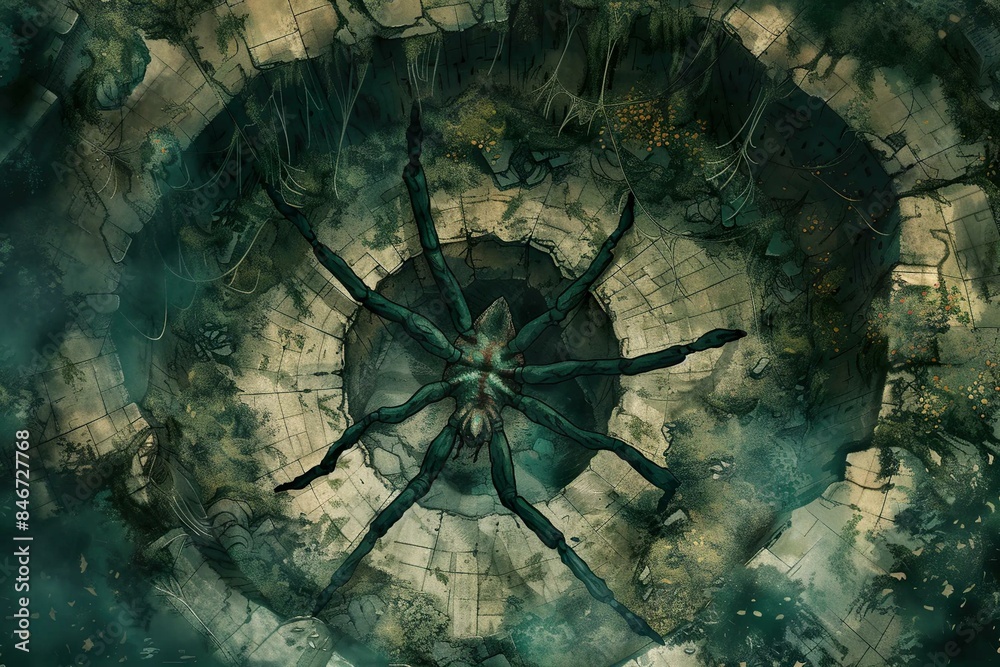DnD Battlemap Giant Spider Lair - A suspenseful scene with a gigantic ...