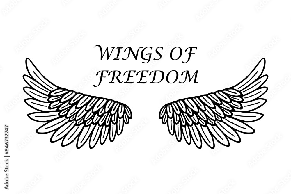 WINGS OF FREEDOM. Vector stock illustration eps10. Isolate on a white ...