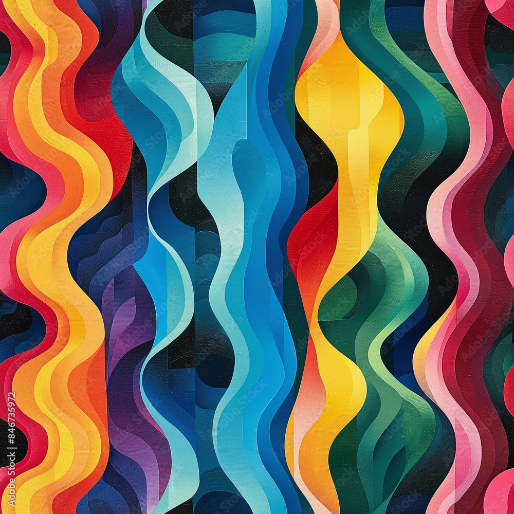 Seamless vibrant abstract color waves pattern, wallpaper design ...
