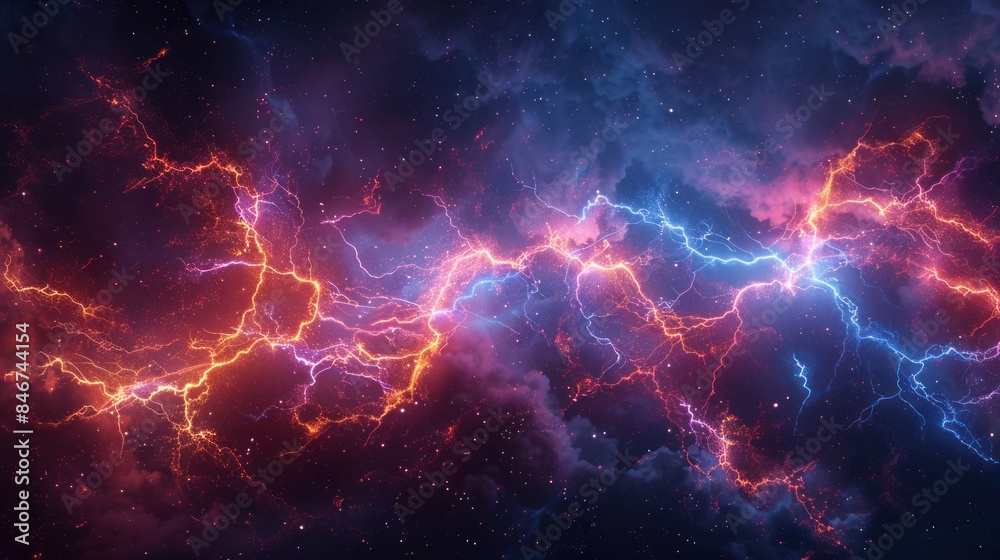 Dark background with lightning and thunder. Lightning forms the ...