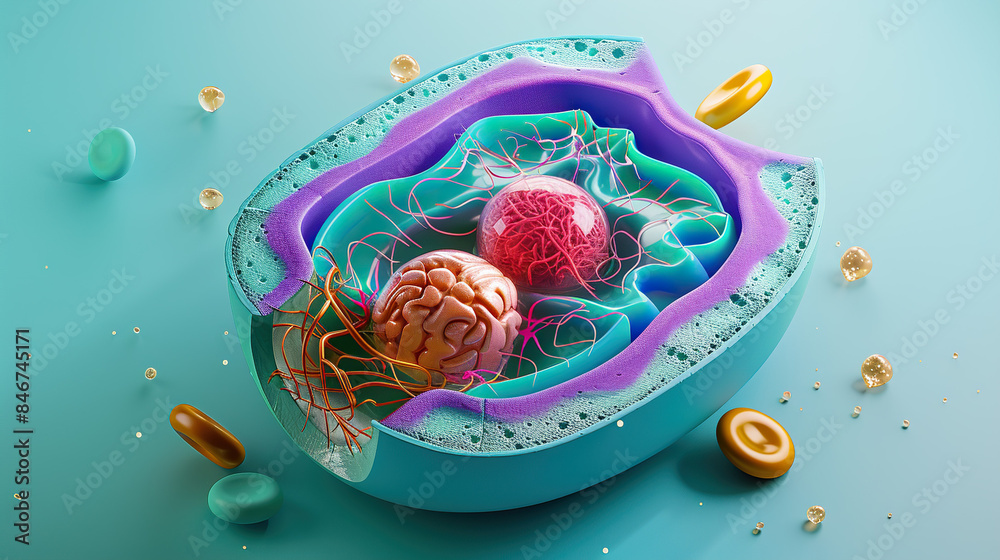 Plant Cell with visible cell wall and chloroplasts Stock Illustration ...