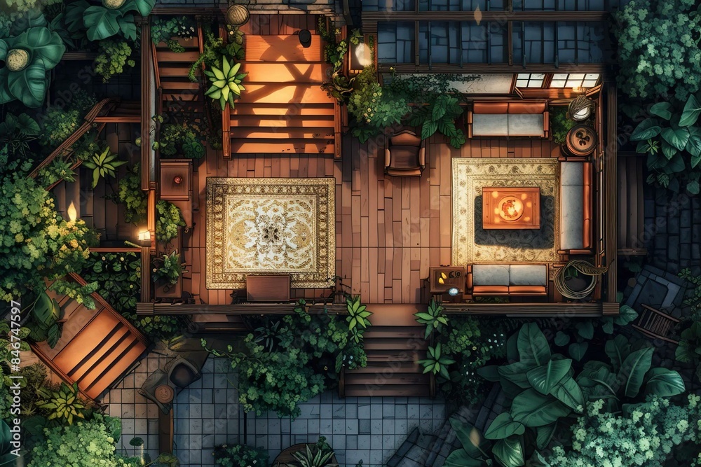 DnD Battlemap Mansion room battlemap with detailed furnishing and ...