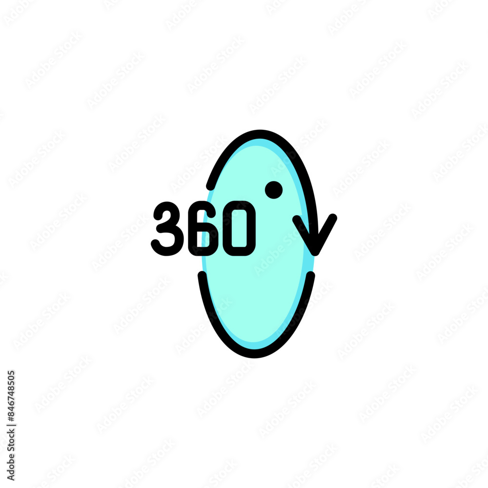 Vertical rotation line icon. Arrow, three, hundred sixty, degree ...