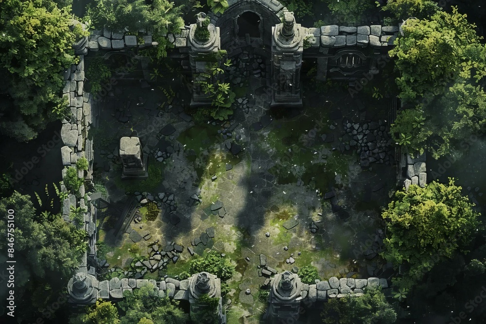 DnD Battlemap Monastery Ruins Battlemap. Symbolic medieval map for ...