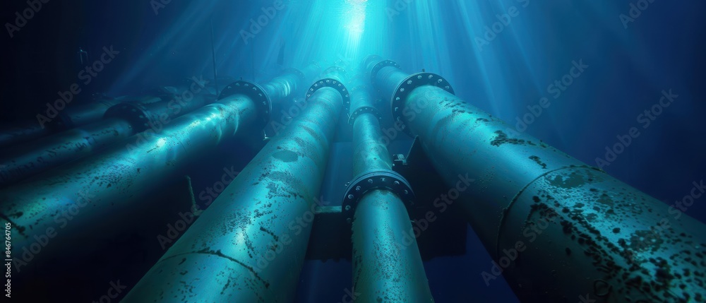 Underwater pipelines connecting offshore rigs, deep-sea energy ...
