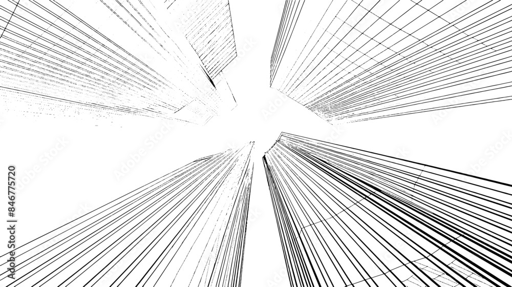 Distressed sketch of building with dust on isolated background ...