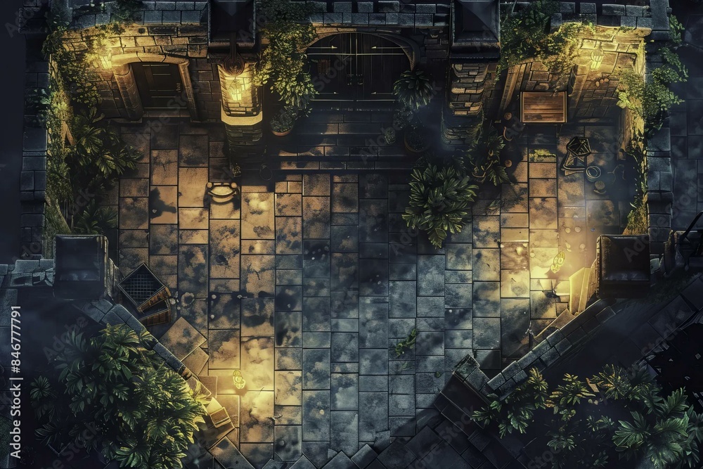 DnD Battlemap Shadow Corridor Battlemap en fourrure noir et blanc ...