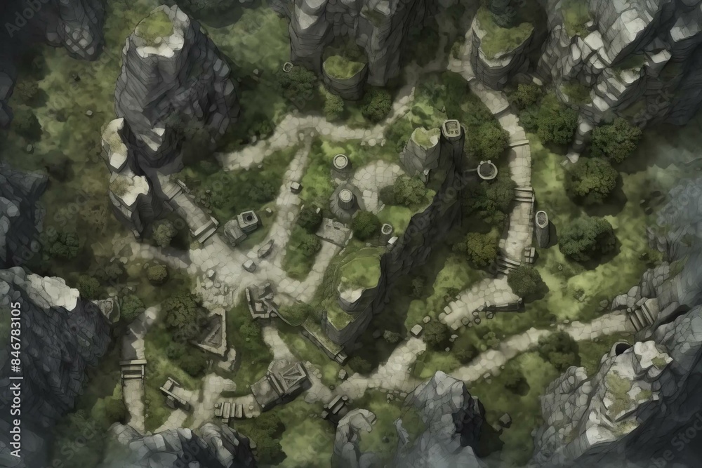 DnD Battlemap Sky-High Cliffside Route - A Trail. Picture of a ...