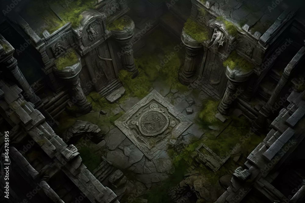 DnD Battlemap Stone Crypt: A burial place etched in stone. ilustração ...