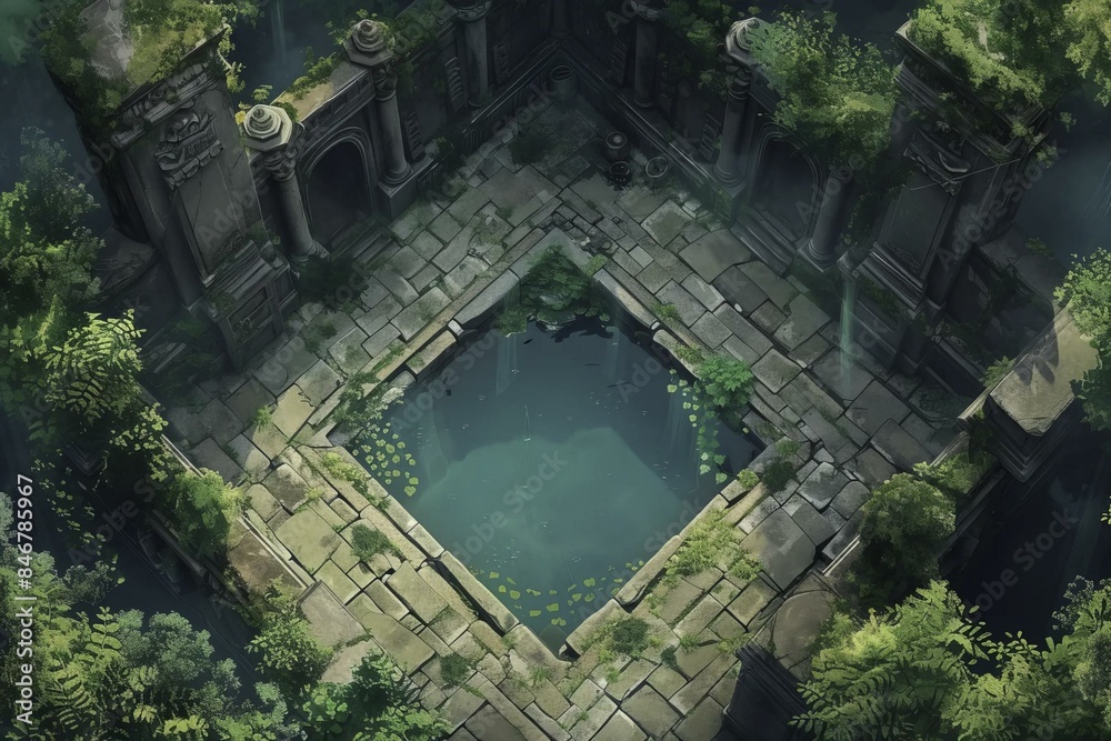 DnD Battlemap Sunken Temple Battlemap - Mysterious ancient ruins in a ...