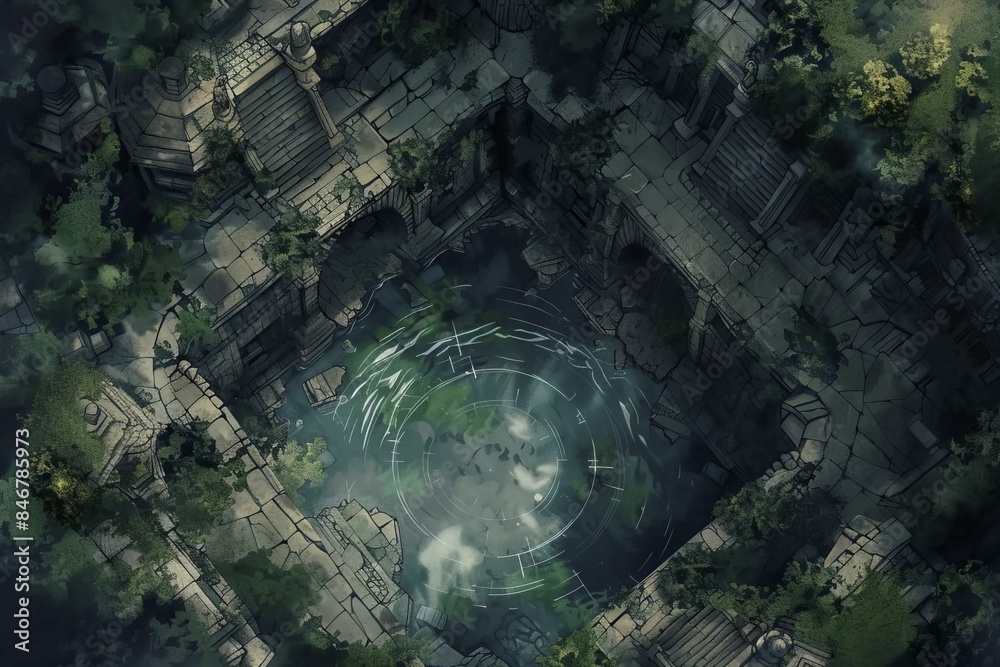 DnD Battlemap Sunken Temple Battlemap - An underwater temple battle ...