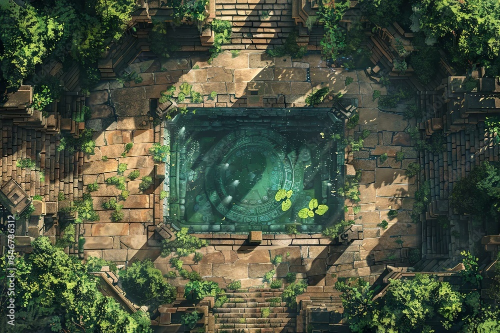 DnD Battlemap Sunken Temple Battlemap: Mysterious and detailed fantasy ...